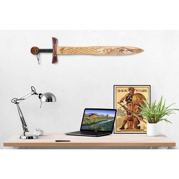 Scout - Wooden Sword Wall Plaque Non Custom for Eagles - Campfire Arts