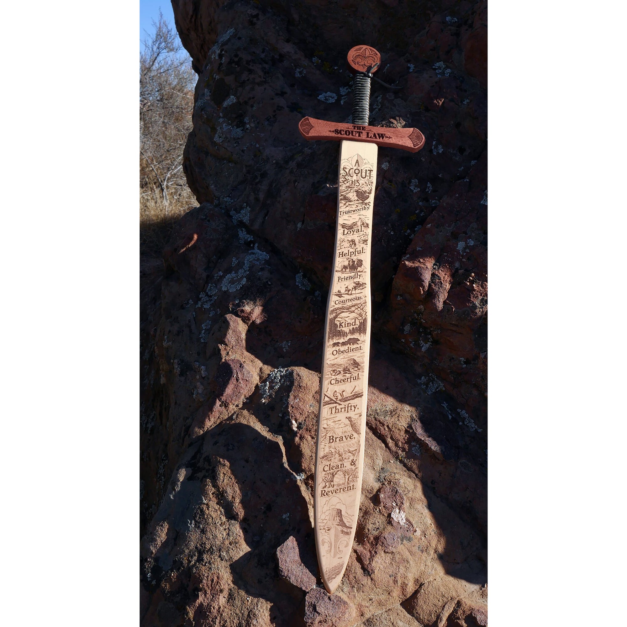 Scout Law - Wooden Sword Wall Plaque - Campfire Arts