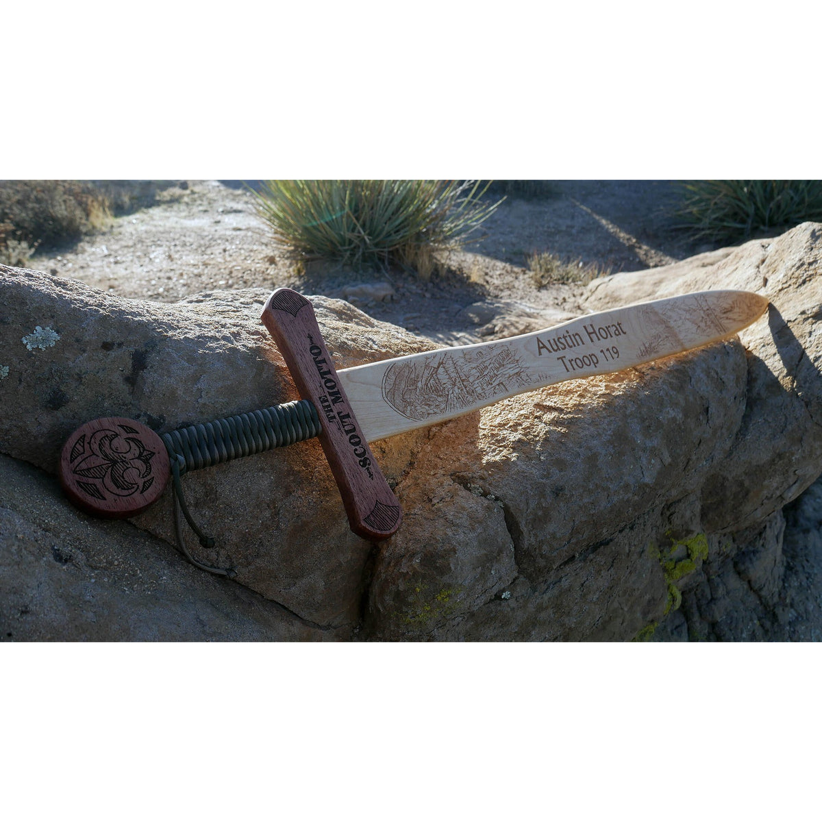 Scout Motto - Wooden Sword Wall Decor - Campfire Arts