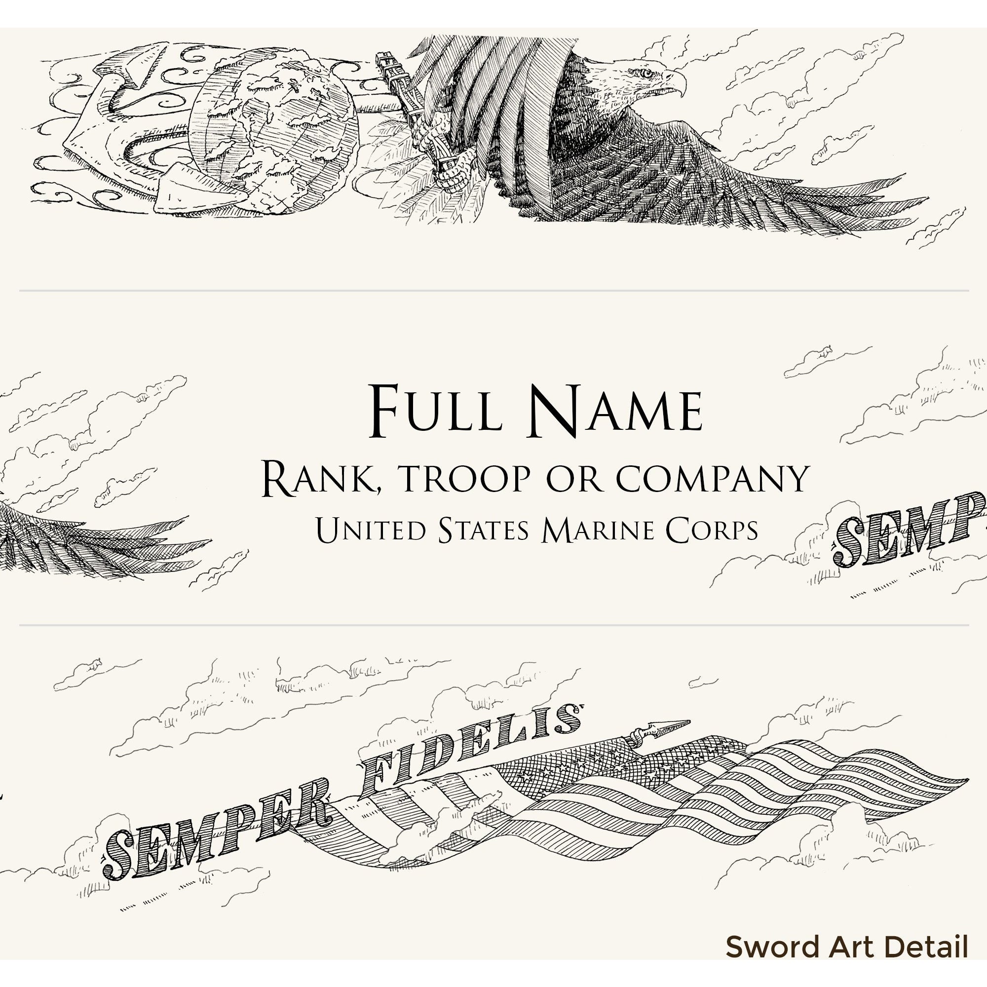 United States Marines Wooden Sword Wall Decor - Campfire Arts